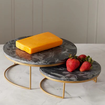 2PC TABLE RISER BLACK MARBLE SOPHIA GRACE - Antigua Home & Garden Centre