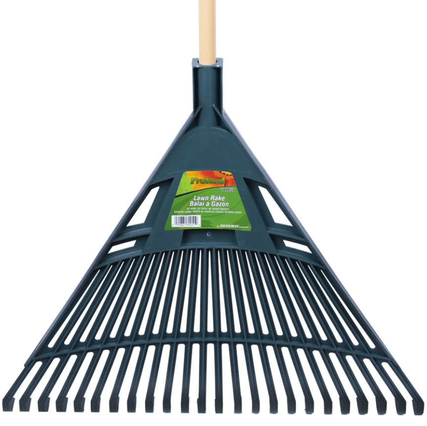 PLASTIC GIANT LAWN RAKE WOOD HANDLE - Antigua Home & Garden Centre